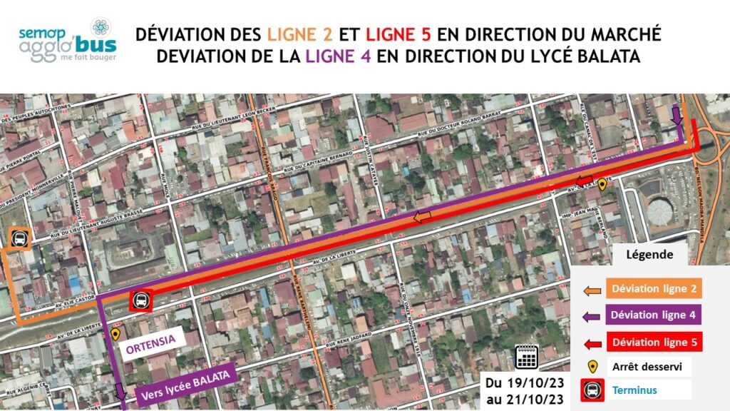 Déviation des lignes urbaines 2, 4 et 5 – Semop